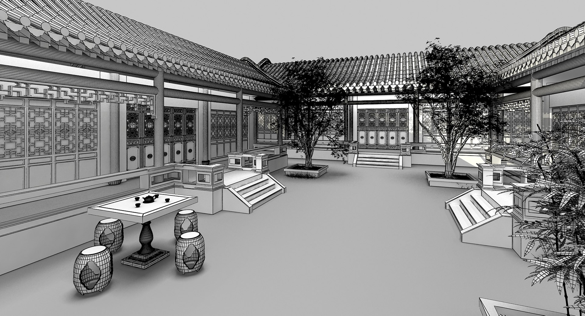 3D Chinese Courtyard House Model - TurboSquid 1397866
