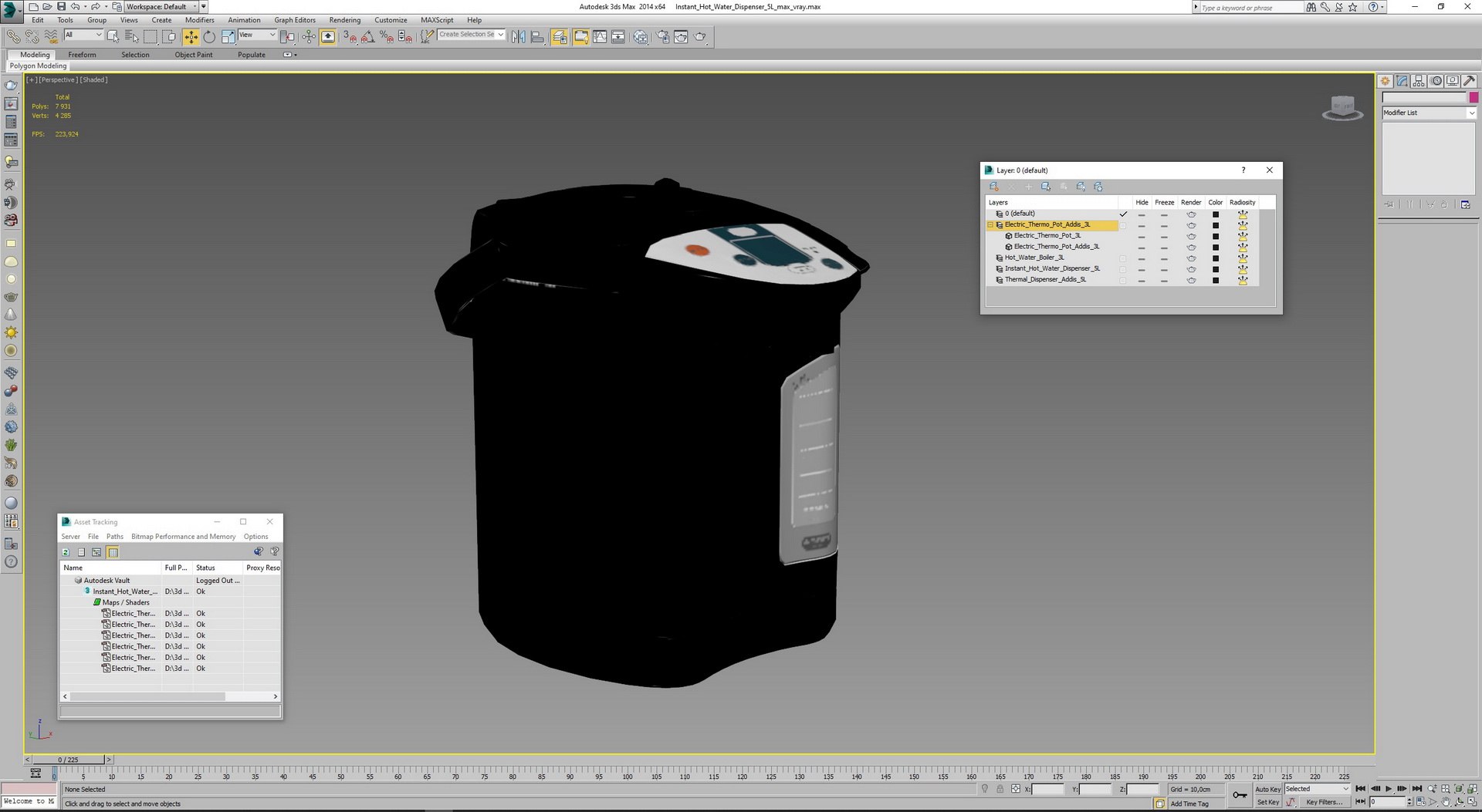 3D Model Electric Thermo Pot Addis 3L - TurboSquid 2004287