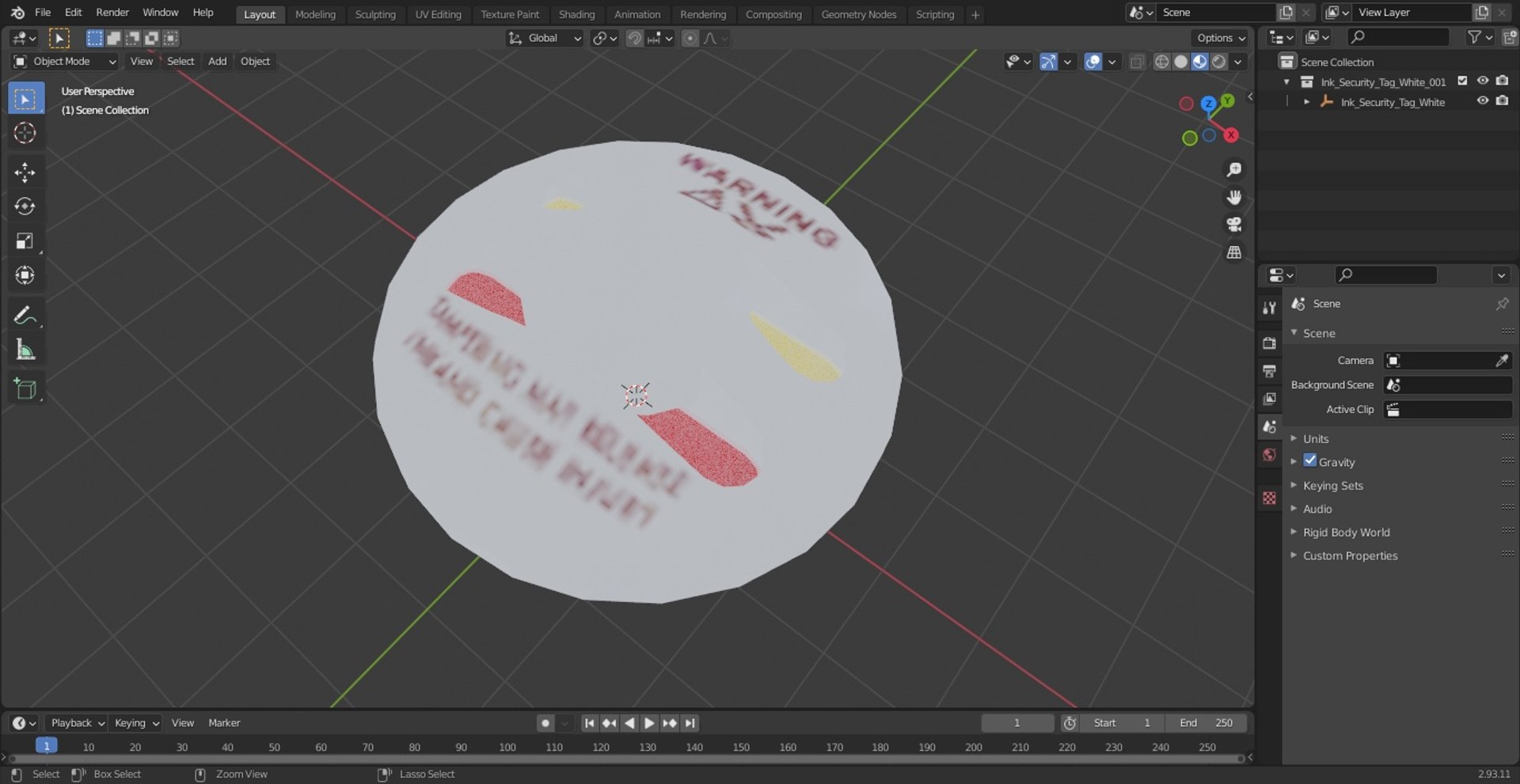 3D Ink Security Tag White - TurboSquid 1997569