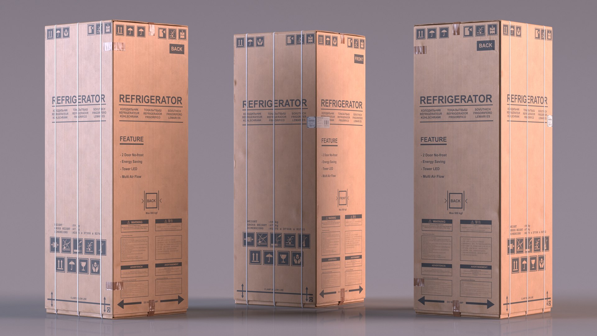 3D Model Old Fridge Cardboard Package Box - TurboSquid 2117248