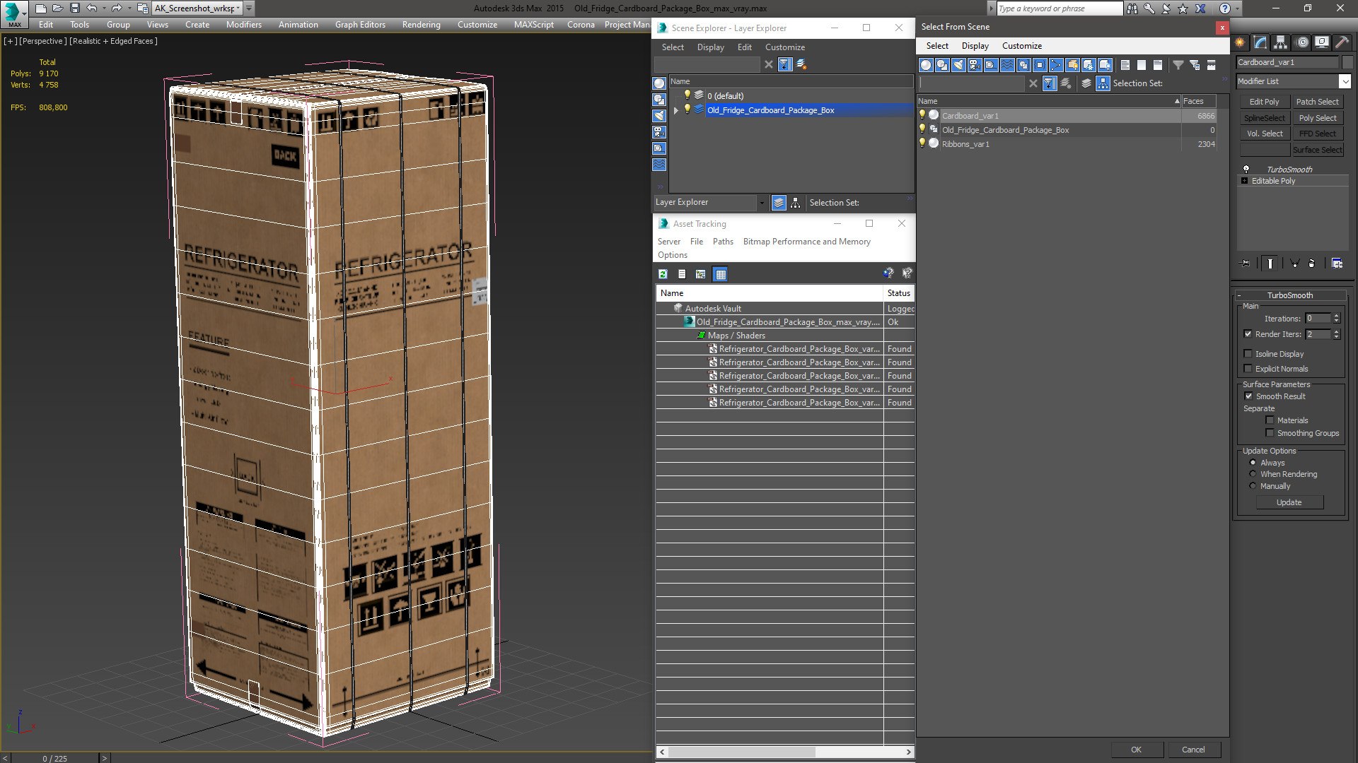 3D Model Old Fridge Cardboard Package Box - TurboSquid 2117248
