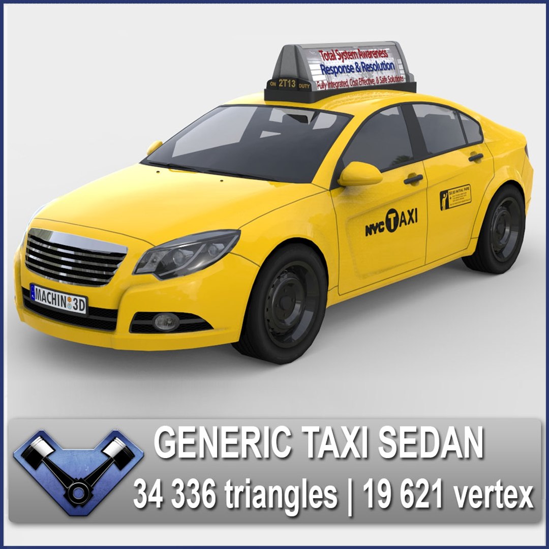 3d Generic Usa Taxi Sedan