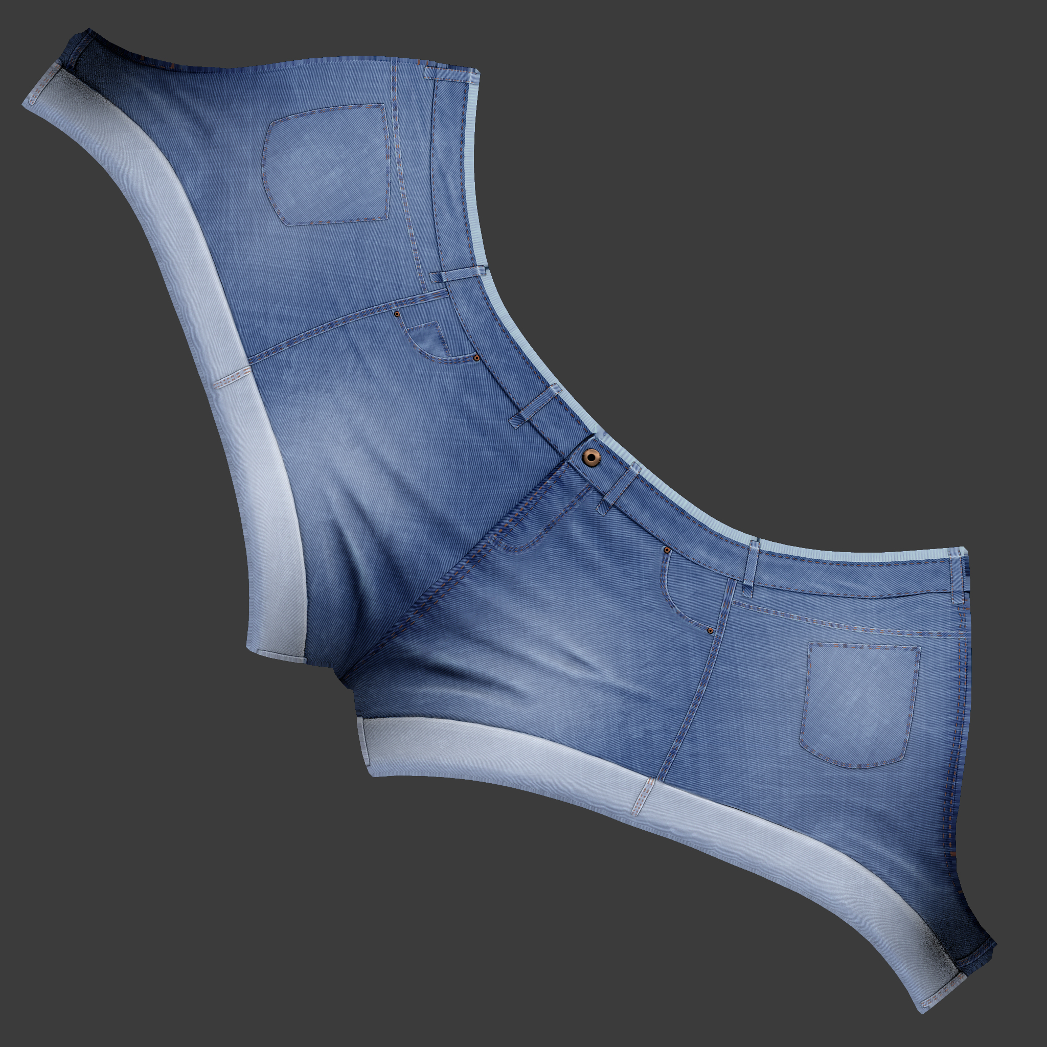 3D Rolled Legs Mini Denim Shorts model - TurboSquid 1963828