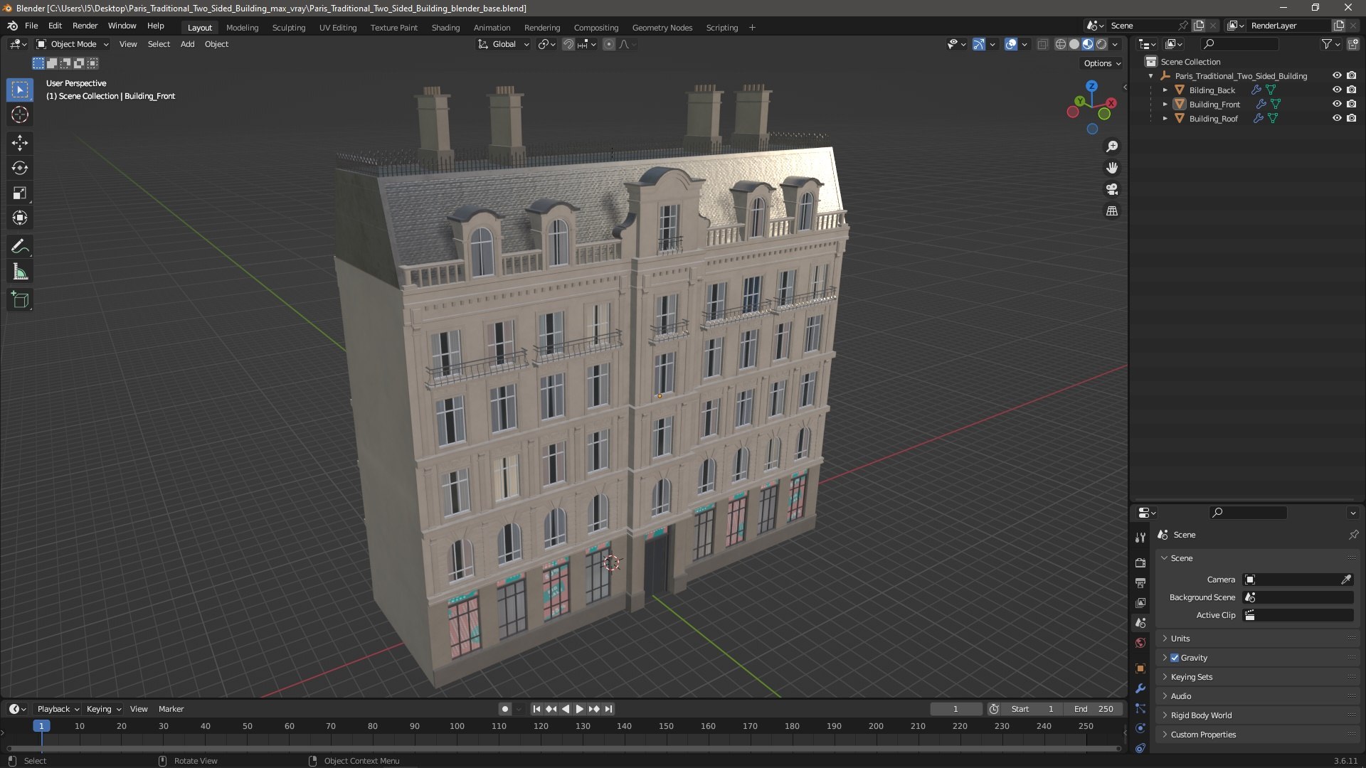 Paris Traditional Two Sided Building 3D - TurboSquid 2291200