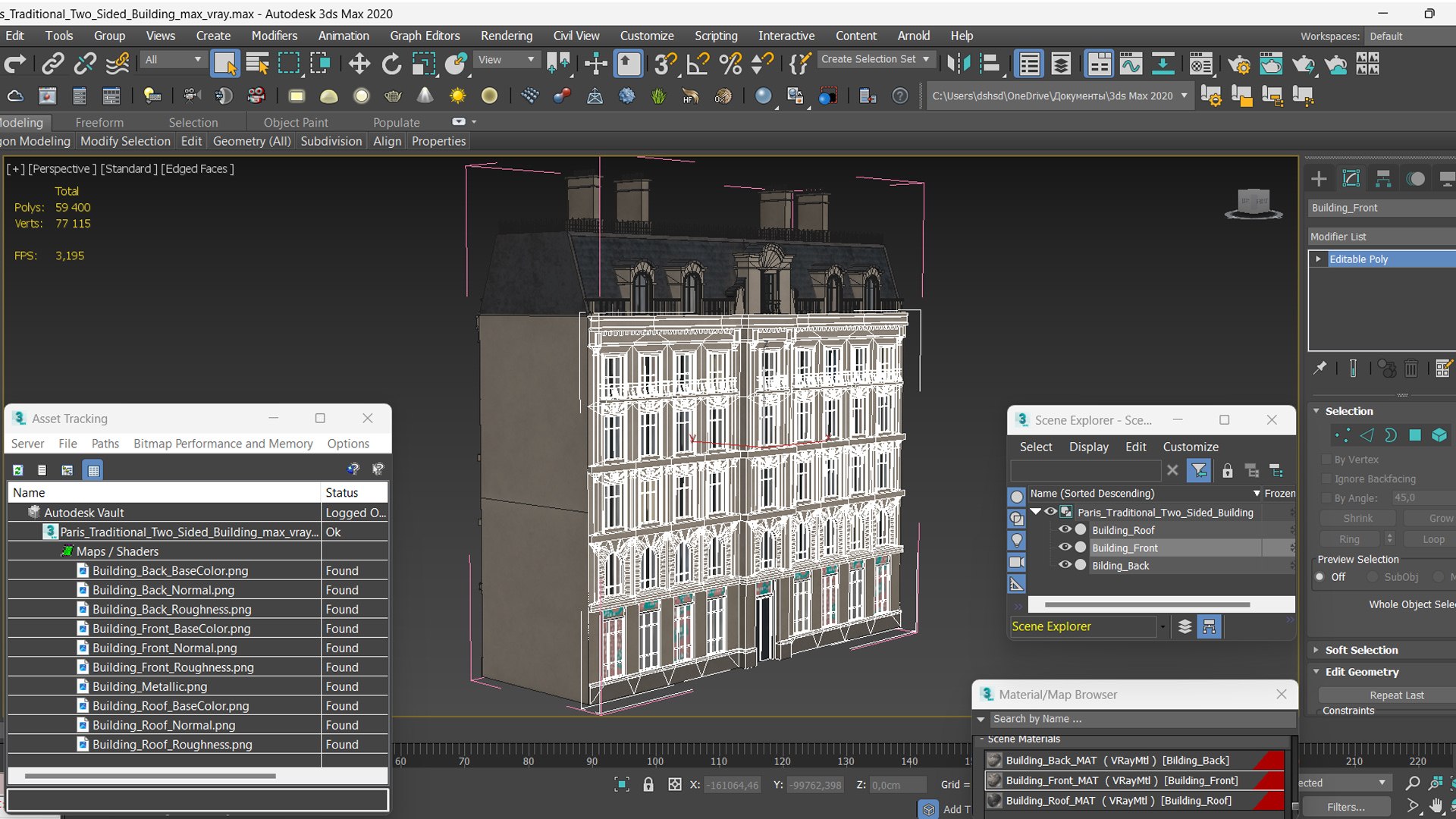 Paris Traditional Two Sided Building 3D - TurboSquid 2291200