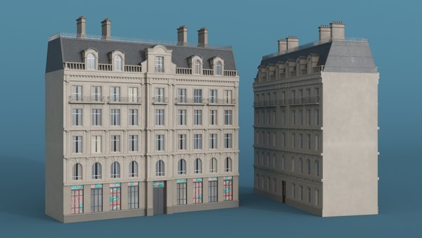 modelo 3d Edificio tradicional parisino de dos caras - TurboSquid 2291200