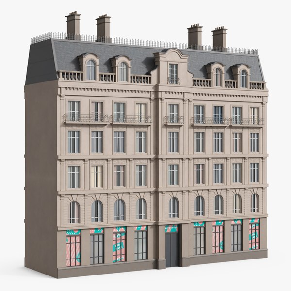 modelo 3d Edificio tradicional parisino de dos caras - TurboSquid 2291200