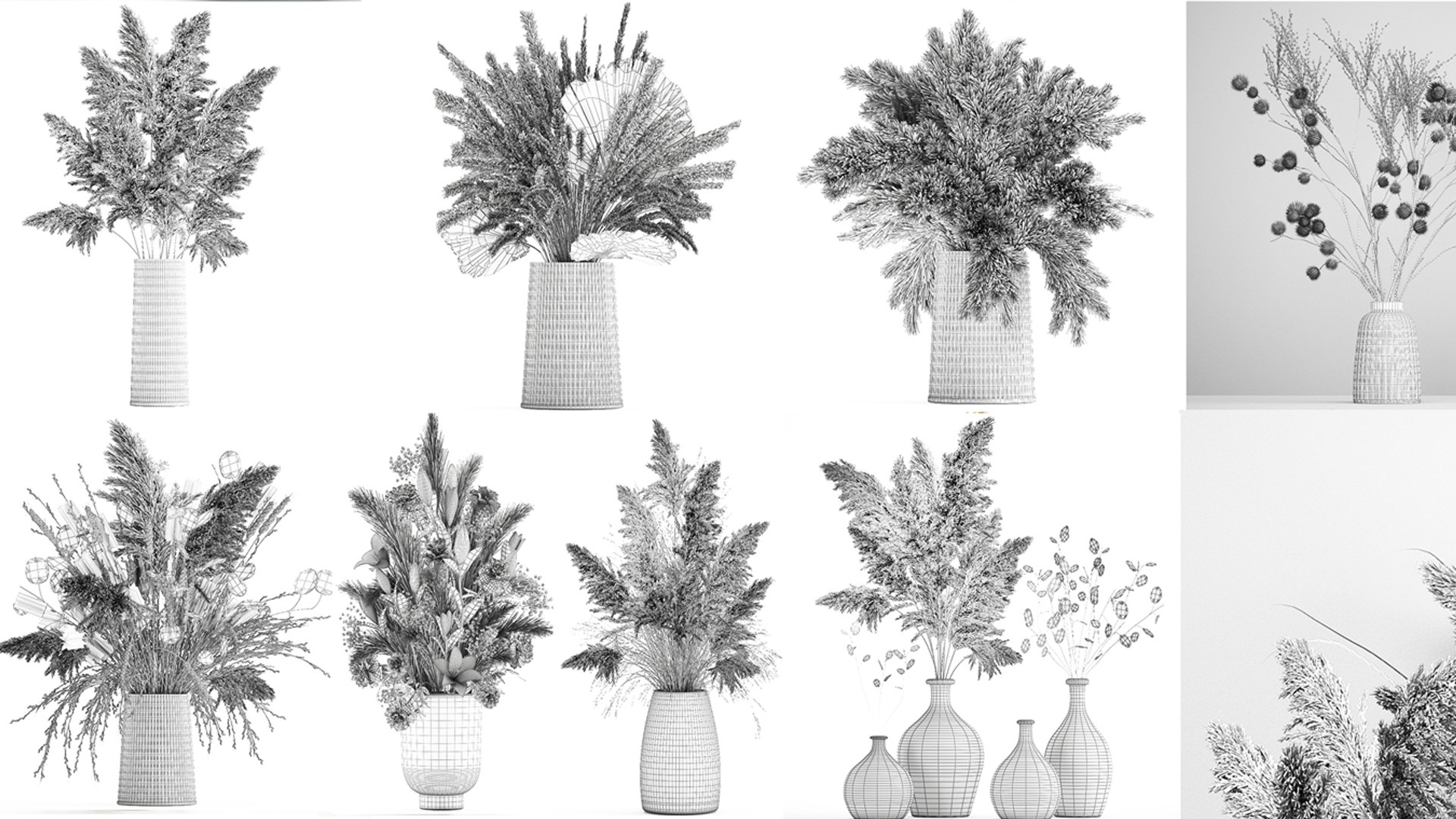 Collection of bouquets of dried flowers 30 pieces 3D model - TurboSquid ...