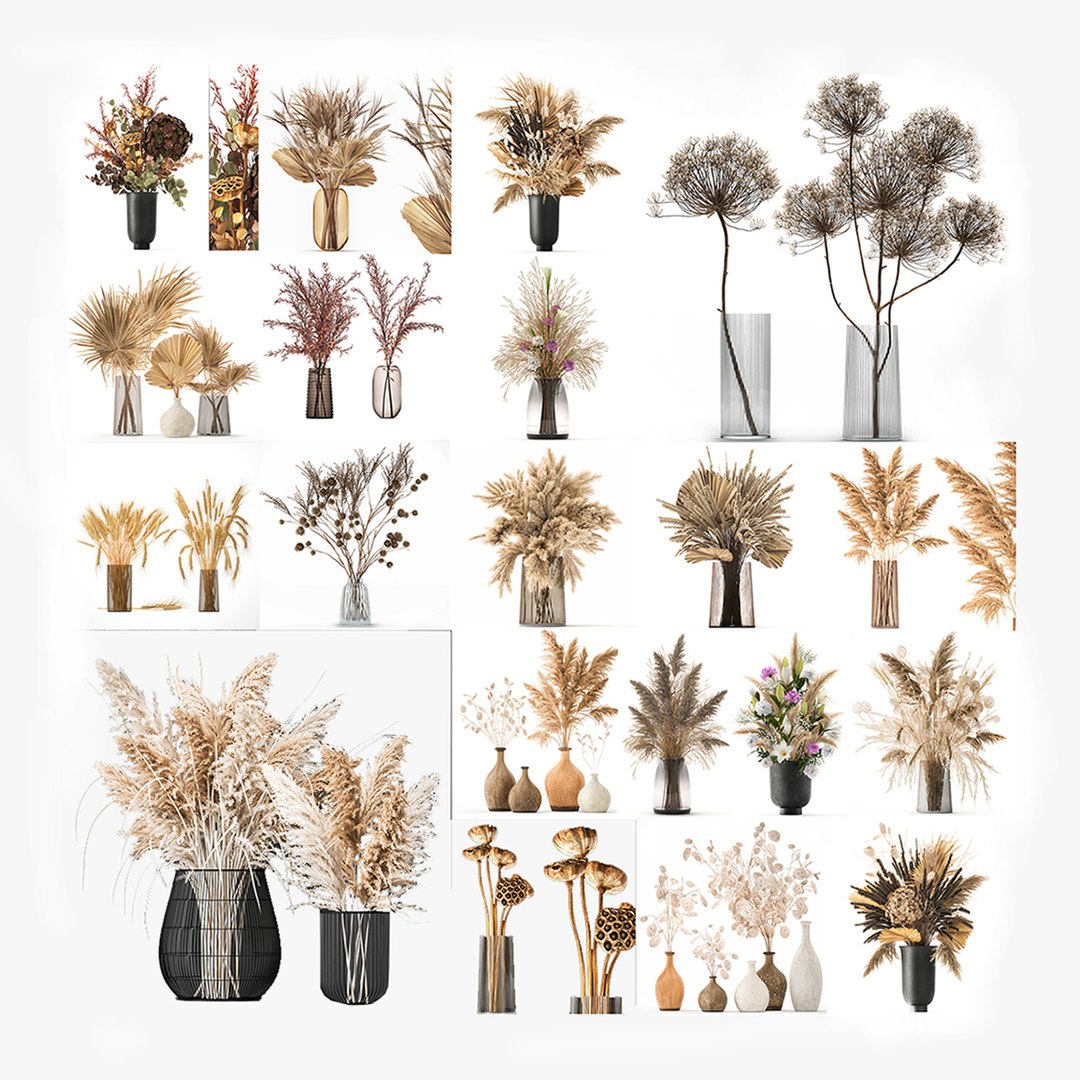 Collection of bouquets of dried flowers 30 pieces 3D model - TurboSquid ...