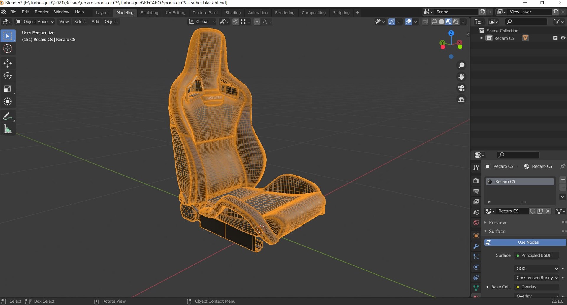RECARO Sportster CS Leather Black Model - TurboSquid 1751070