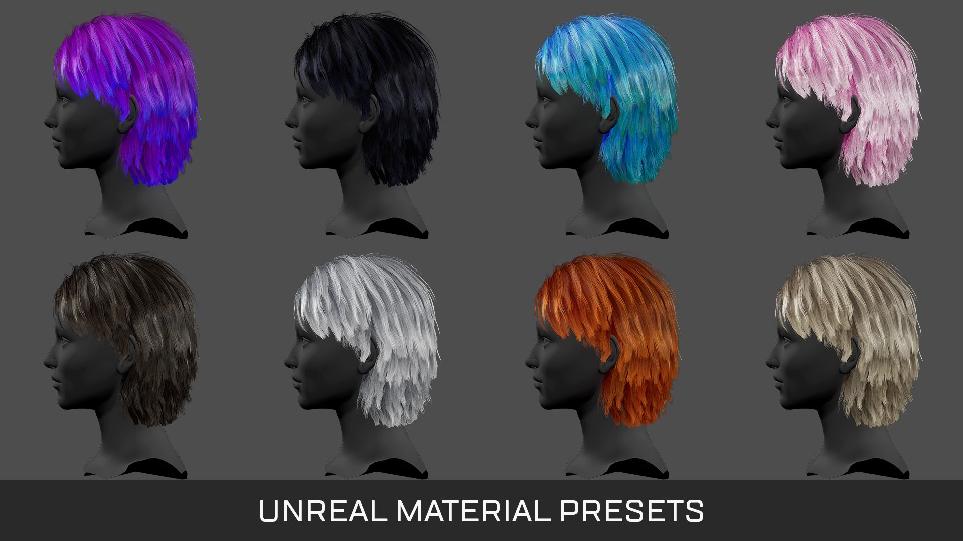 3D Model Real-time Hair Cards - Short Shag Hairstyle - TurboSquid 2119697