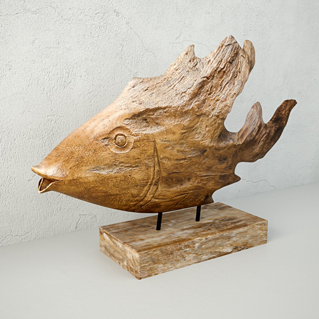 Teak Fish Bust Uttermost 3D Model - TurboSquid 1200705