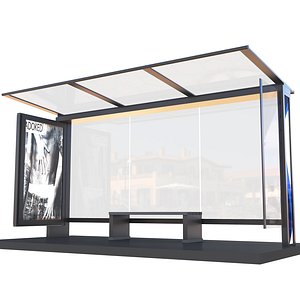 3d model realistic bus stop shelter