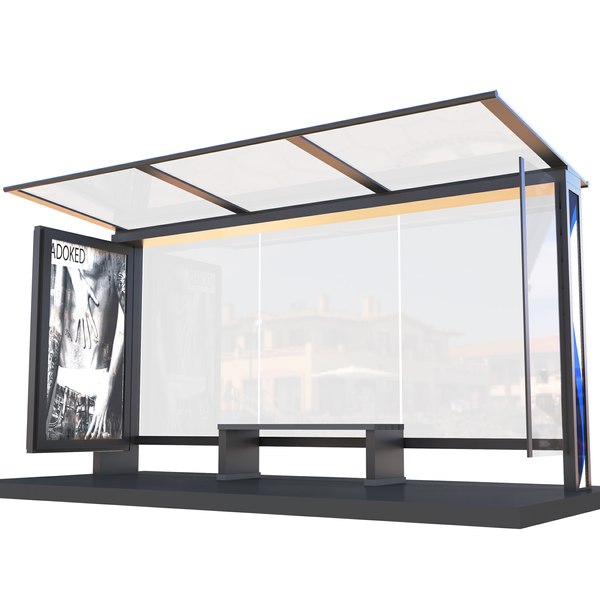 3d model realistic bus stop shelter