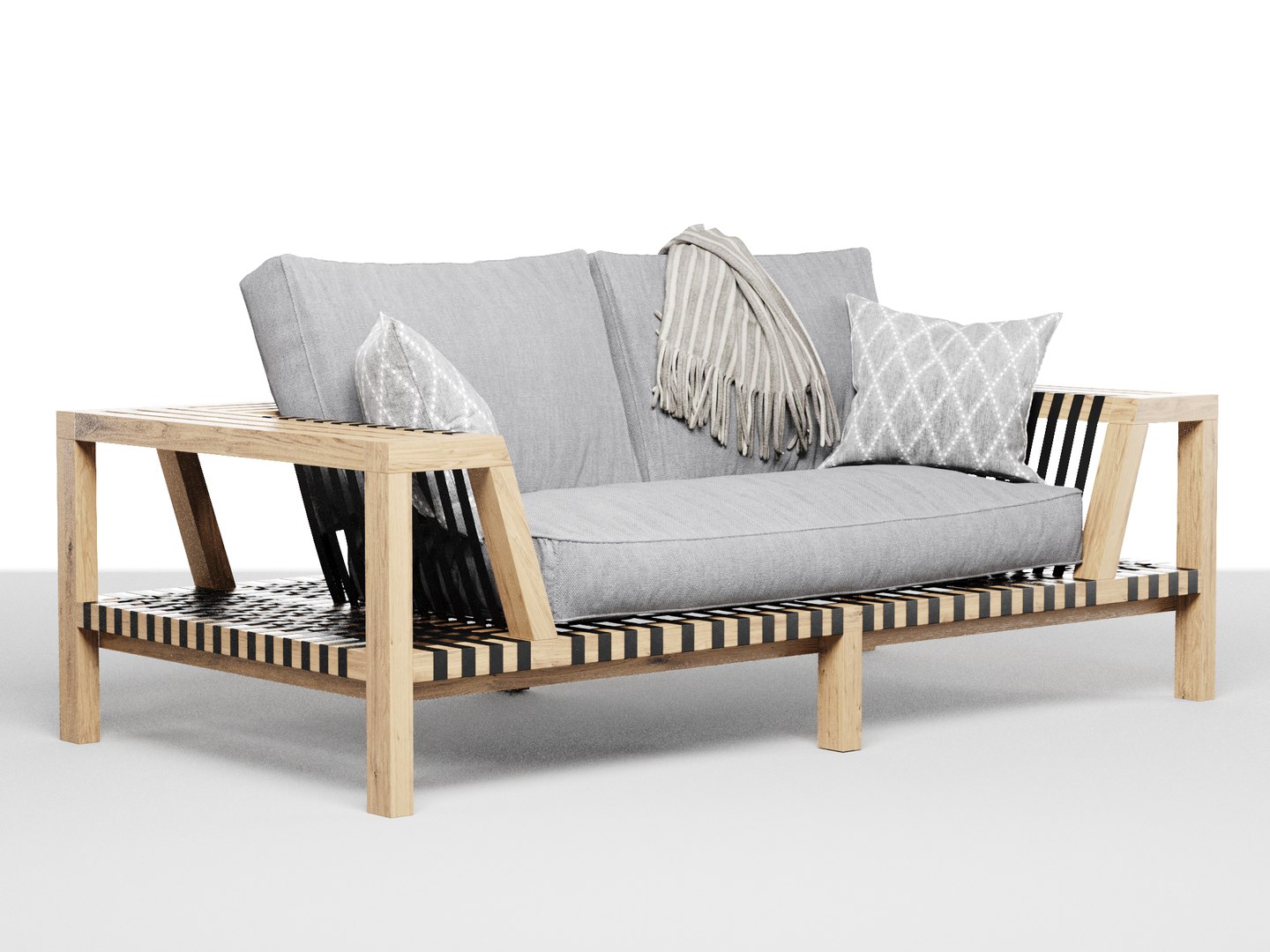 Network Sofa Rodolfo Dordoni Roda Wooden Sofa With Throw 3D Model ...