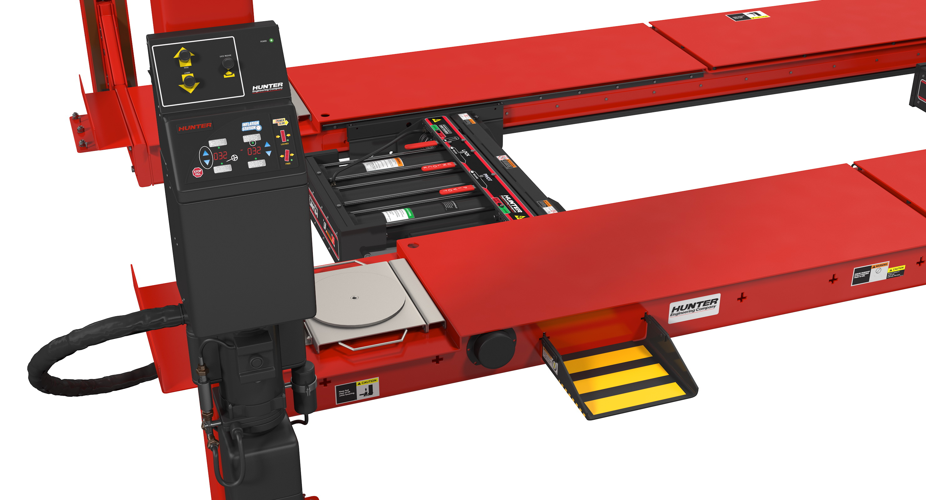 Sistema de alinhamento de rodas Hunter HawkEye Elite HE421 montado para ...