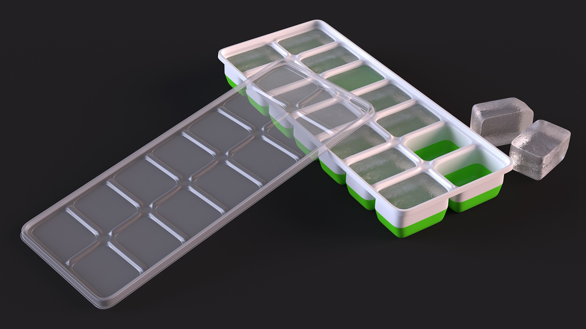 3D Ice Cube Mold Filled With Ice Green Model - TurboSquid 2079620