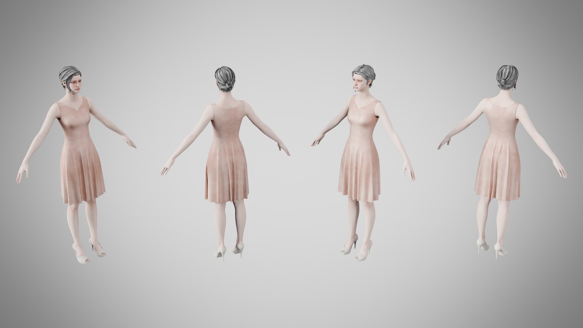 Dress 36 Ivory Blush Velvet 3D Model - TurboSquid 2503773