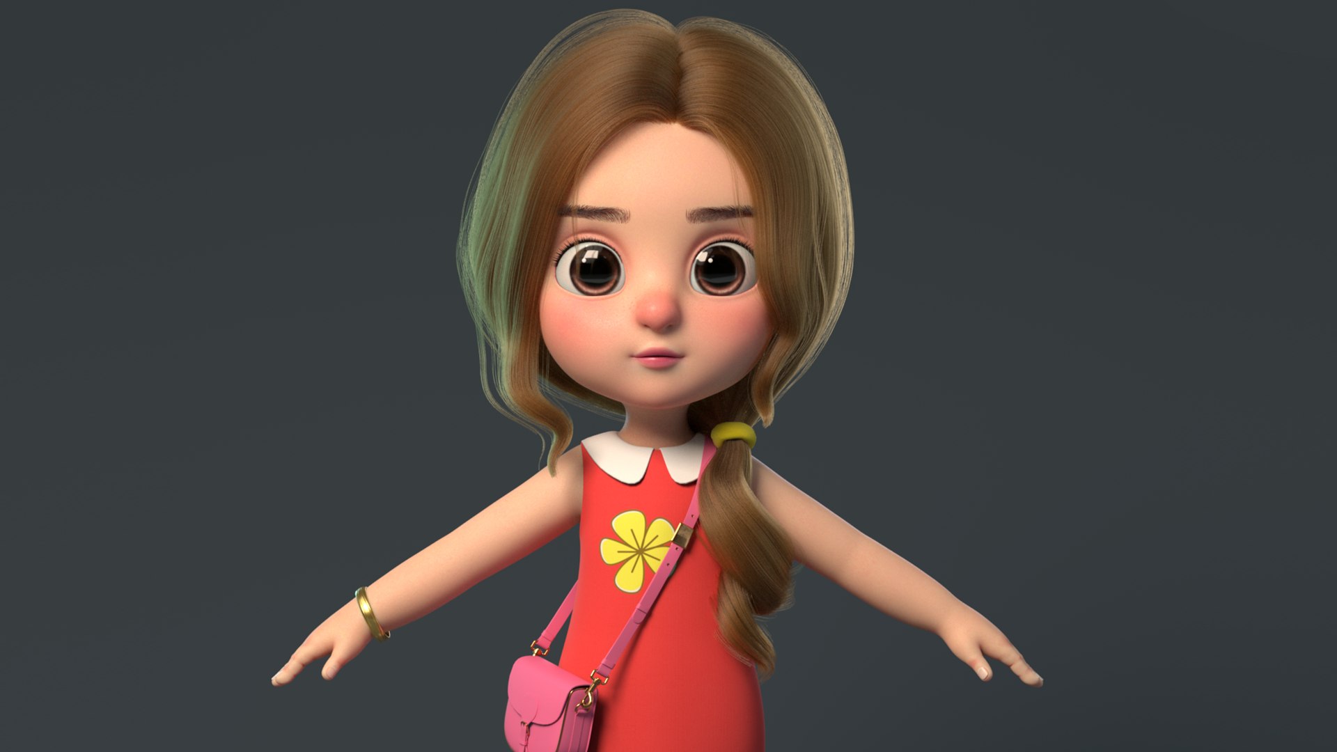 3D Cartoon Girl Cute model - TurboSquid 2098502