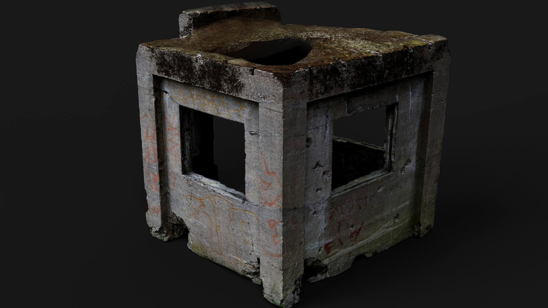 Destroyed Bunker Concrete Guard Box PBR Photogrammetry 3D Model ...