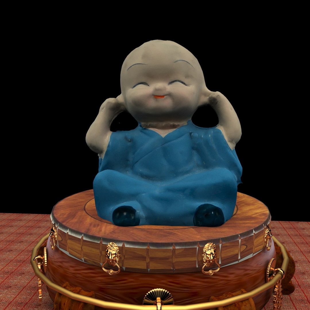 3D Model Chinese With Display Stand With Blue Monk Kid - TurboSquid 2234335