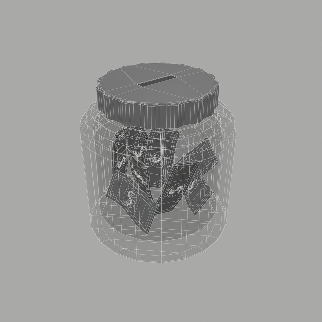 3D Tip Jar With Money Model - TurboSquid 1896623