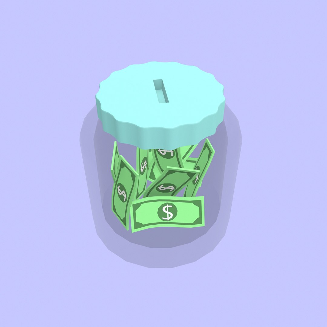 3D Tip Jar With Money Model - TurboSquid 1896623