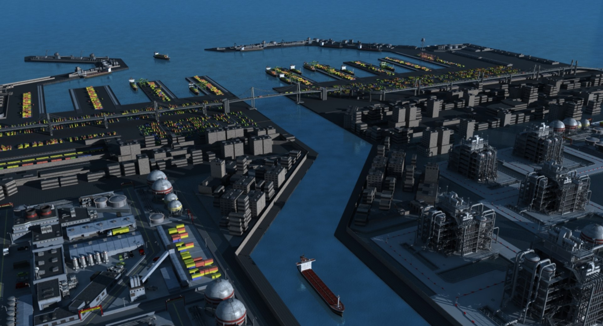Harbour Shipping Port Seaport 3d Model