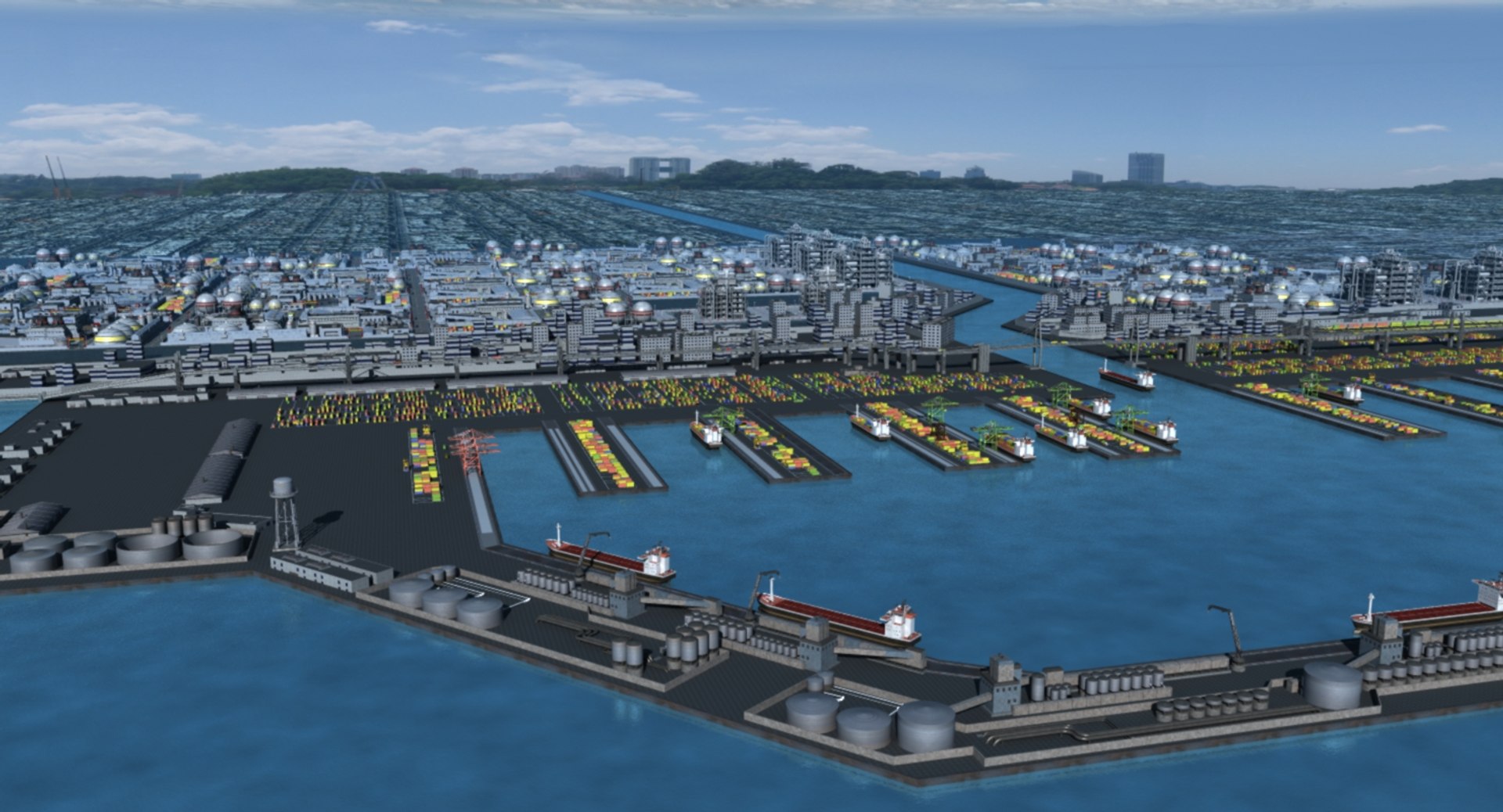 Harbour Shipping Port Seaport 3d Model