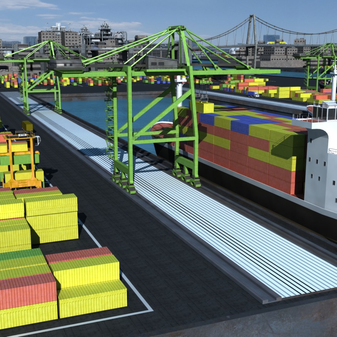 Harbour Shipping Port Seaport 3d Model
