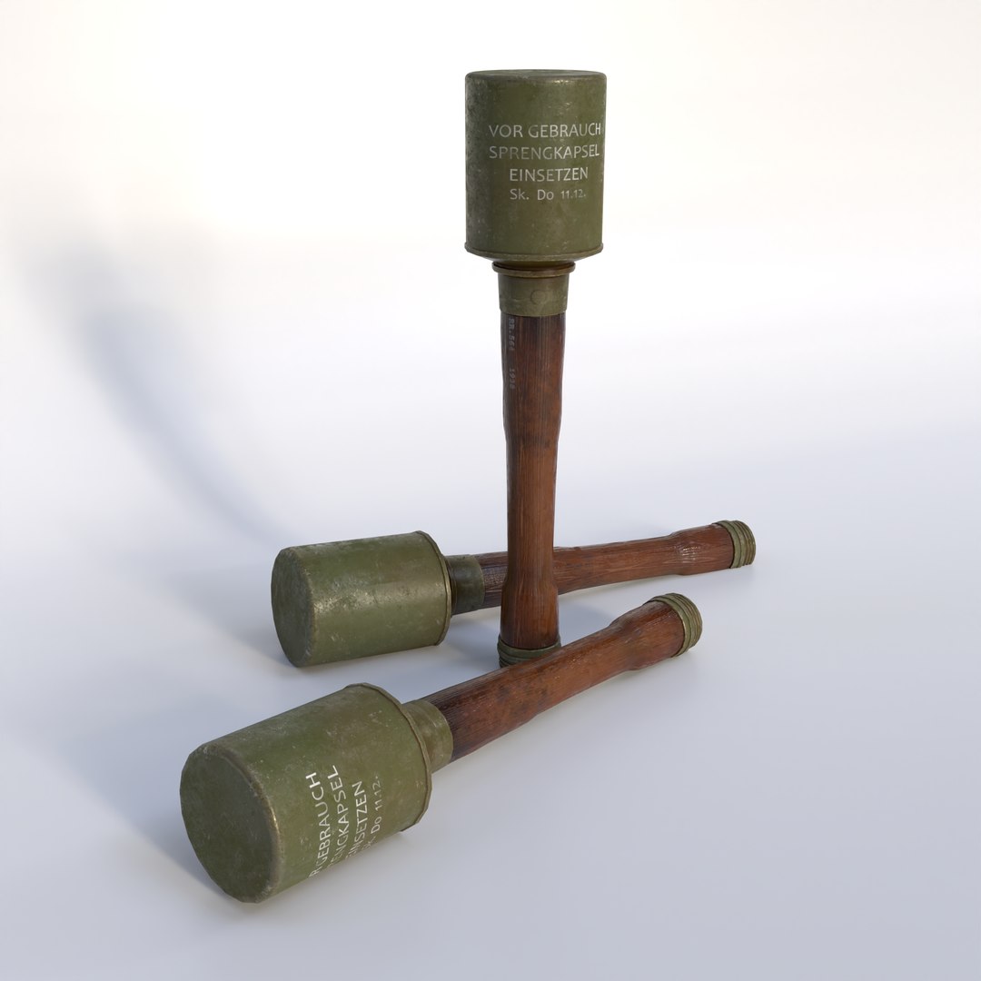 3D WW2 Stick Grenade model - TurboSquid 2111994