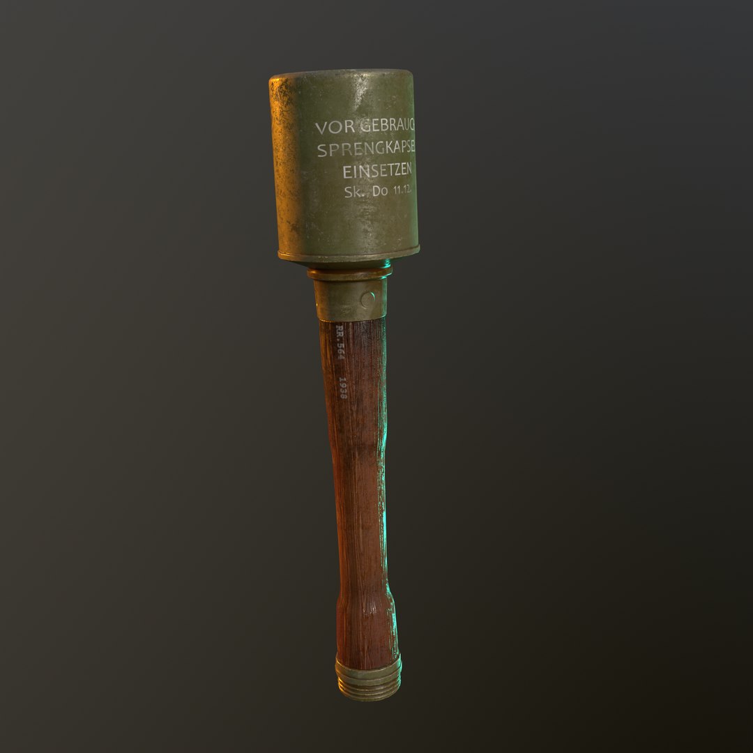 3D WW2 Stick Grenade model - TurboSquid 2111994
