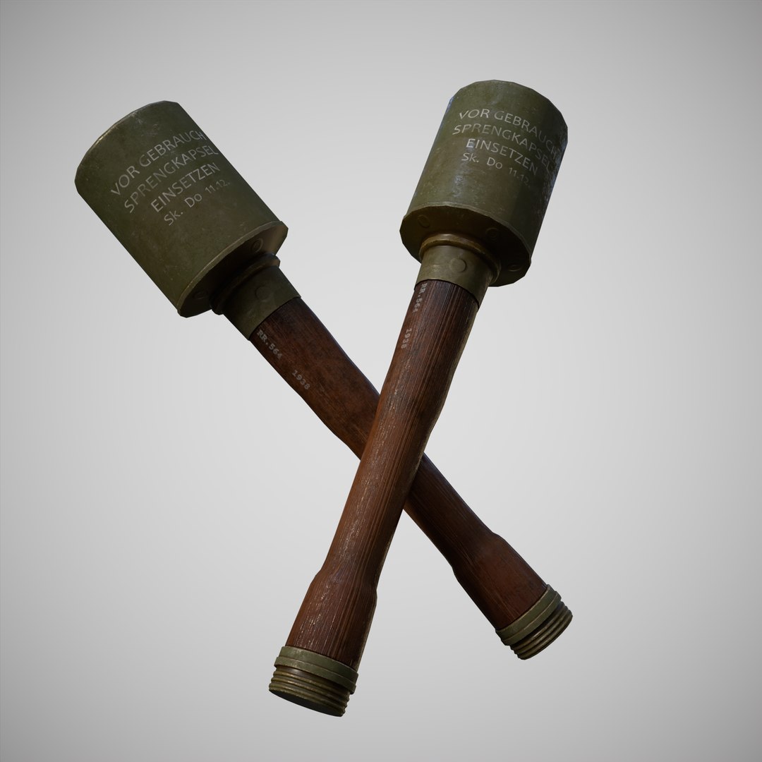 3D WW2 Stick Grenade model - TurboSquid 2111994