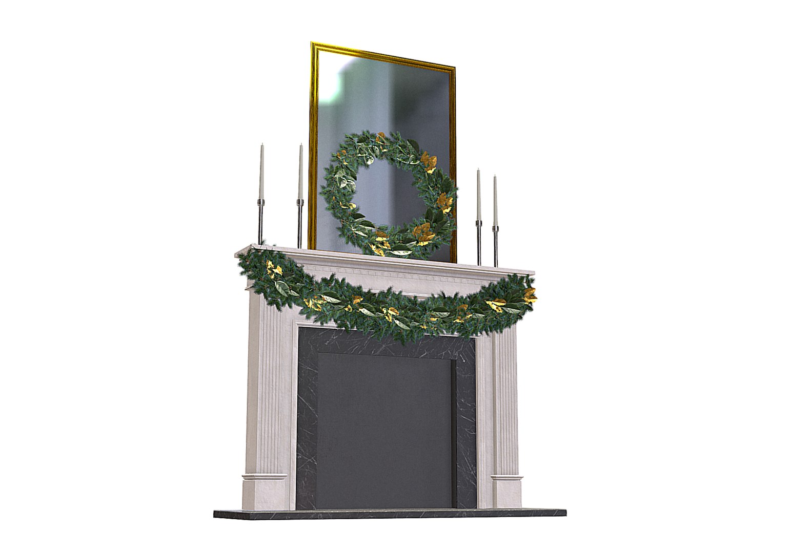 Christmas Fireplace Mantel 3D model - TurboSquid 2159731