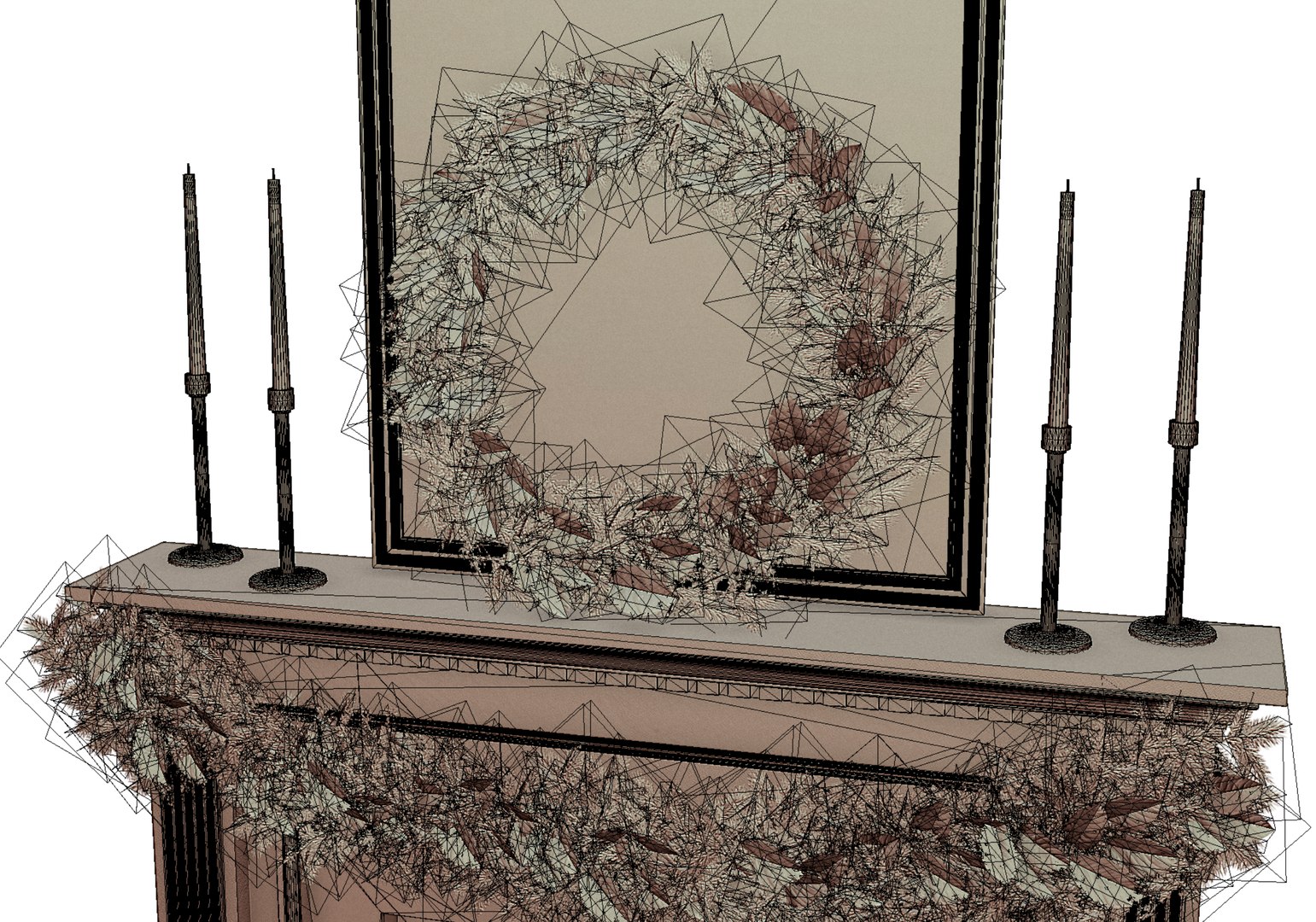 Christmas Fireplace Mantel 3D model - TurboSquid 2159731