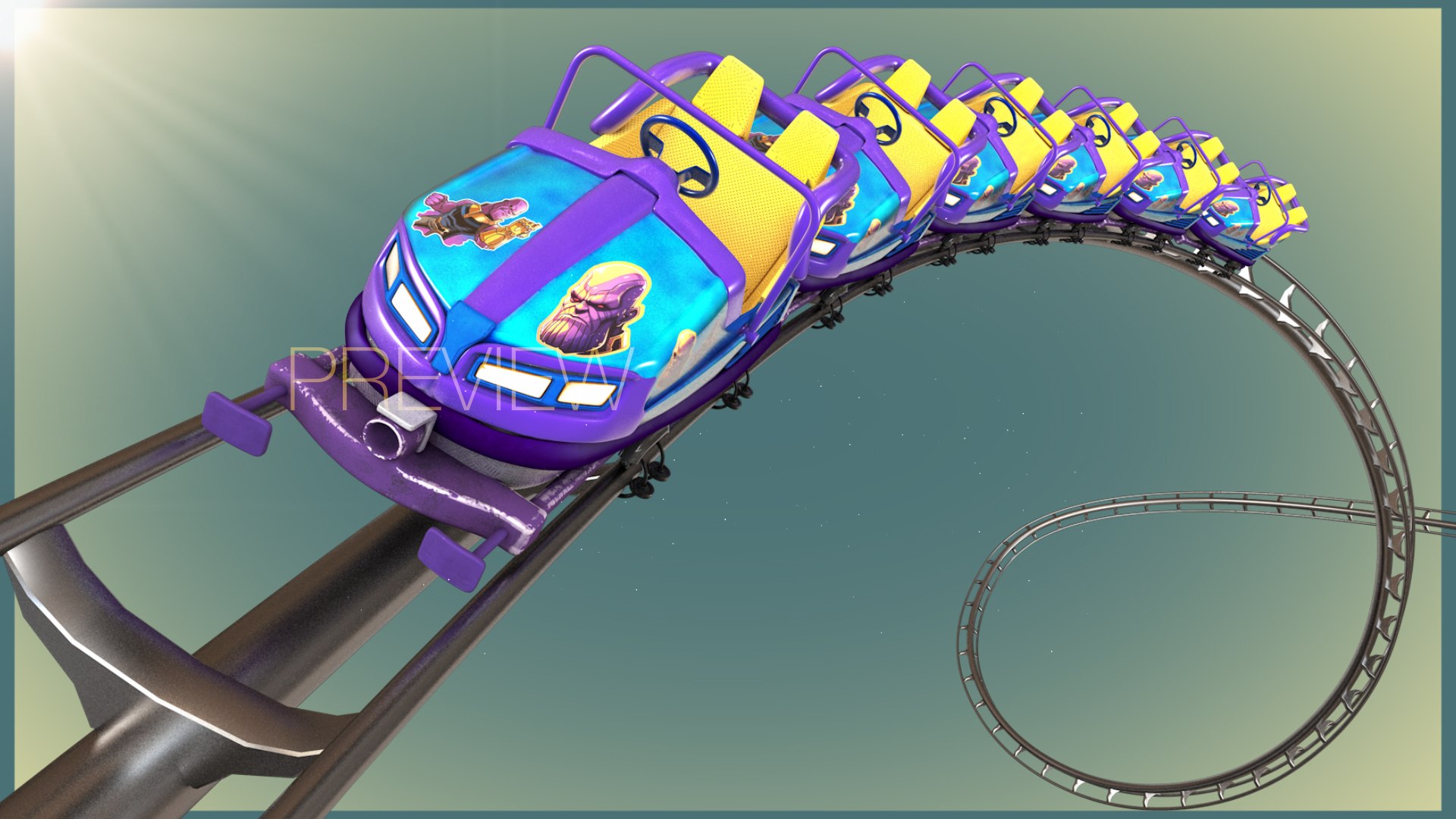 Animated Roller Coaster Train 3D Model - TurboSquid 2237908