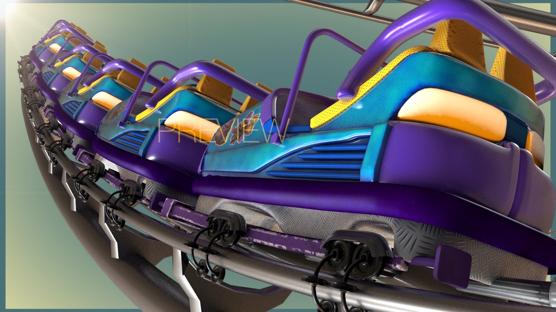 Animated Roller Coaster Train 3D Model - TurboSquid 2237908