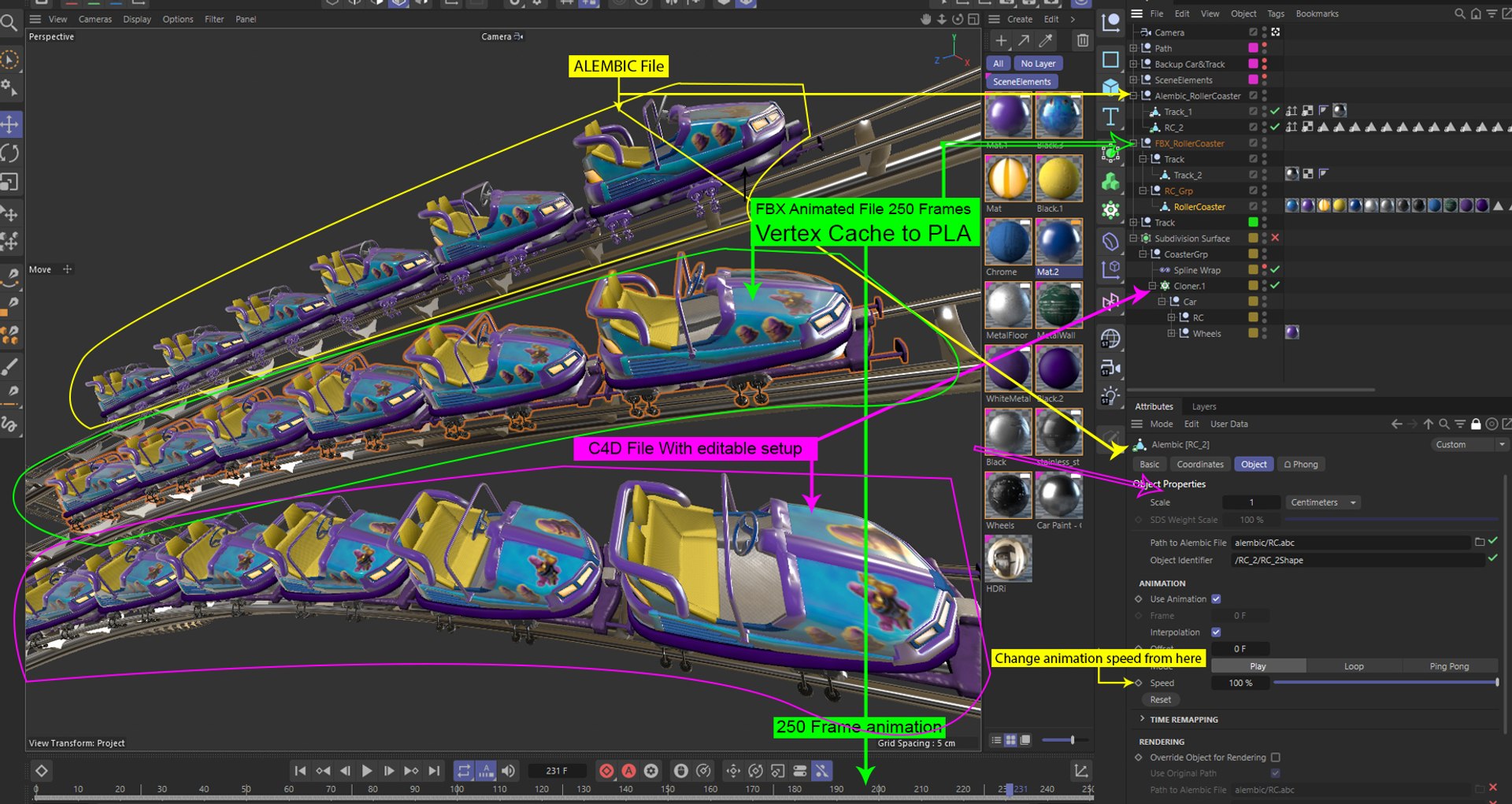 Animated Roller Coaster Train 3D Model - TurboSquid 2237908