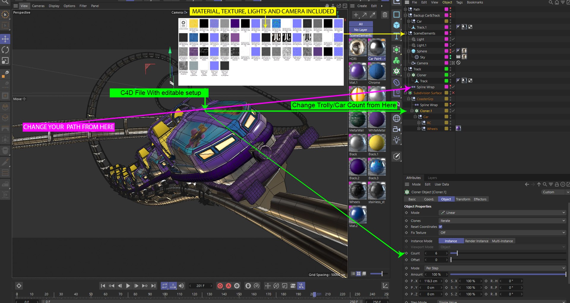 Animated Roller Coaster Train 3D Model - TurboSquid 2237908