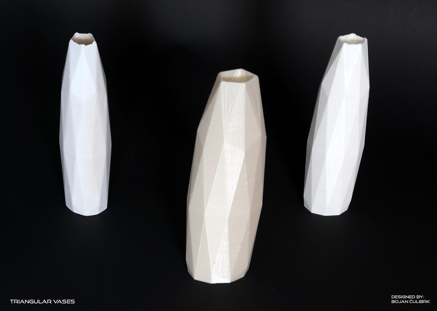triangular vases set 2 3d obj