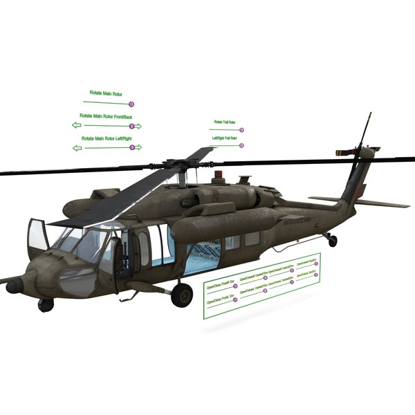 3d mh-60 black hawk rigged model