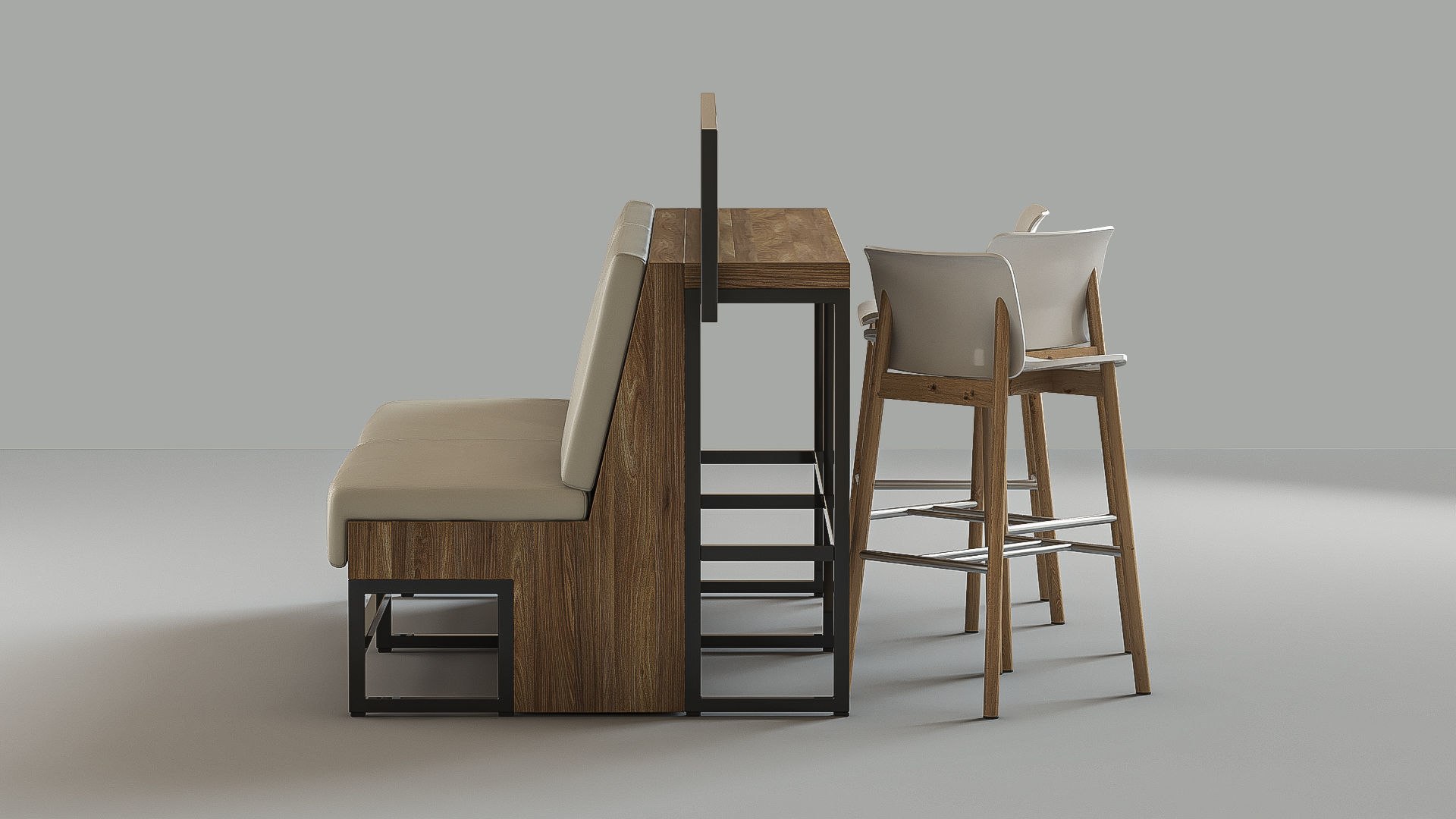 Bar Set Sofa With Wooden Frame And Cushions Model - TurboSquid 2281392