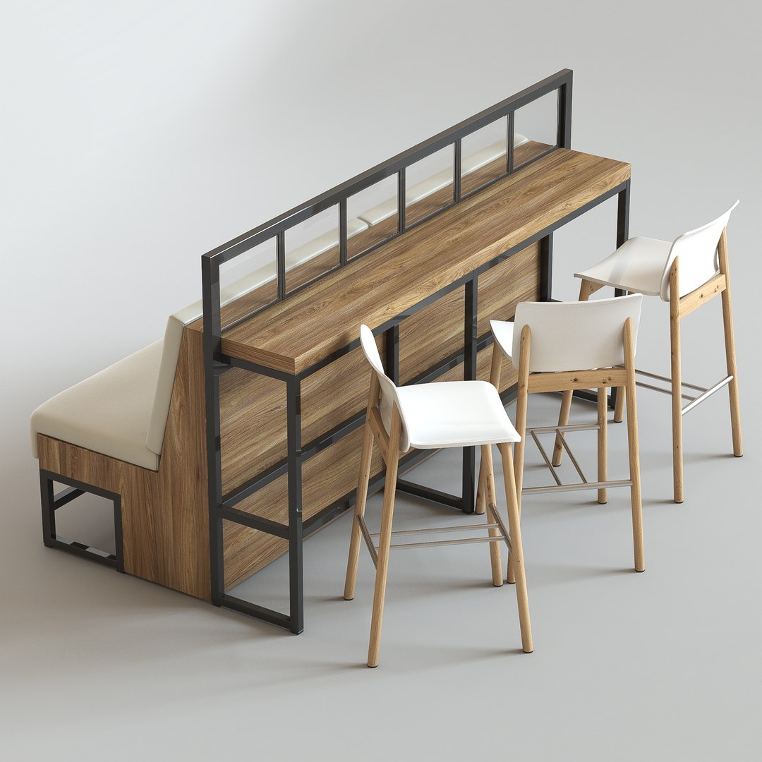 Bar Set Sofa With Wooden Frame And Cushions Model - TurboSquid 2281392
