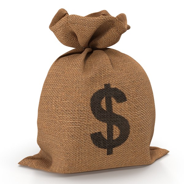 3d money bag 2 dollar model