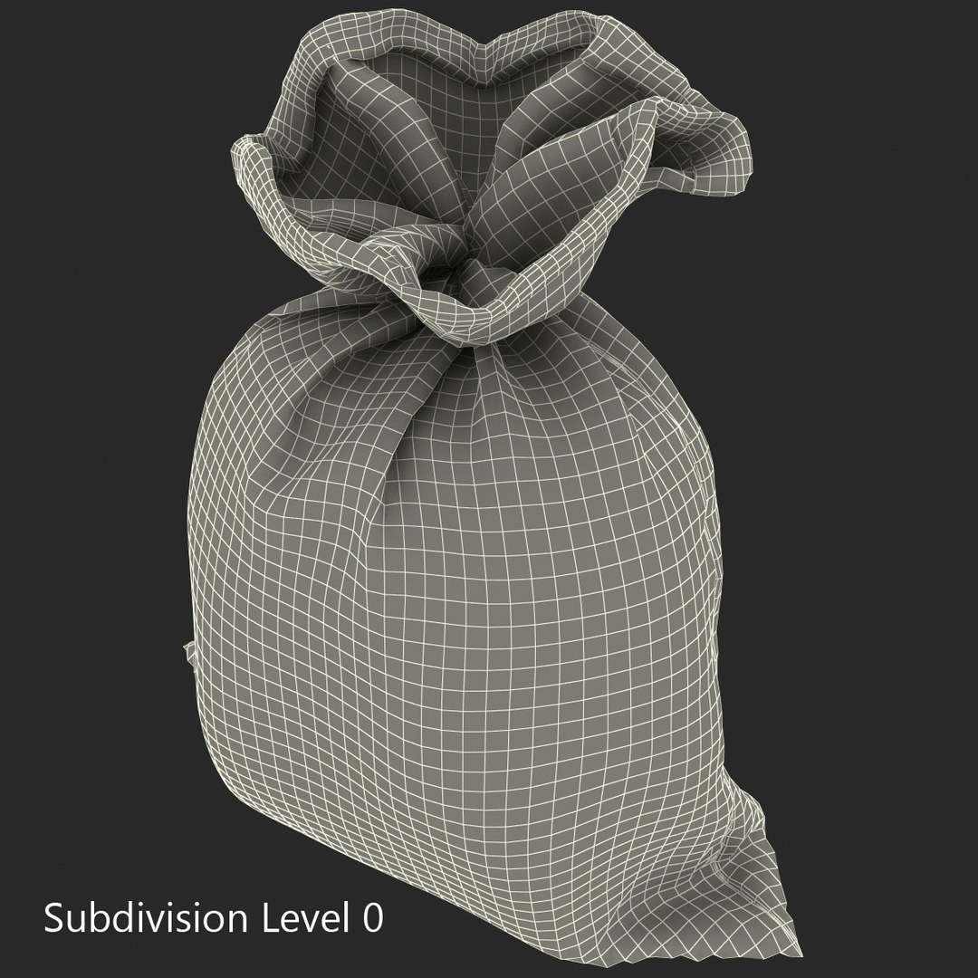 3d Money Bag 2 Dollar Model