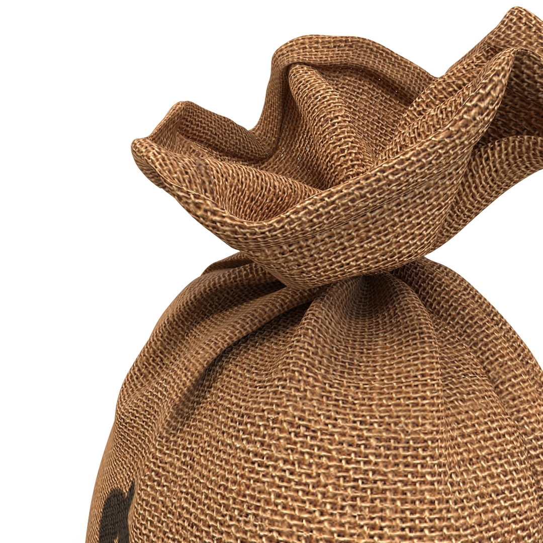 3d money bag 2 dollar model