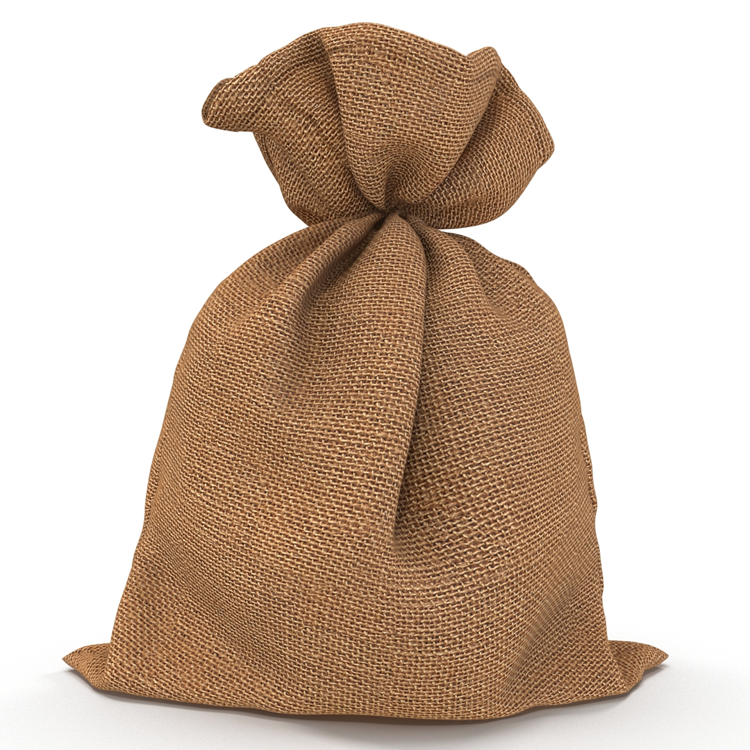 3d money bag 2 dollar model