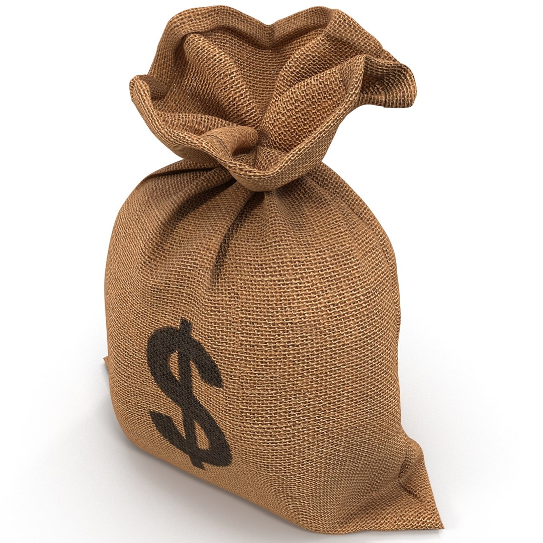3d Money Bag 2 Dollar Model