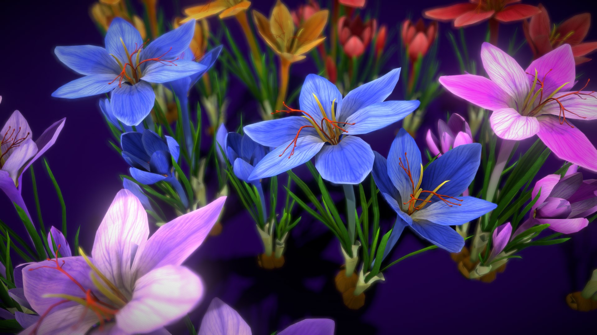 Flower Showy Autumn Crocus 3D Model - TurboSquid 2133157