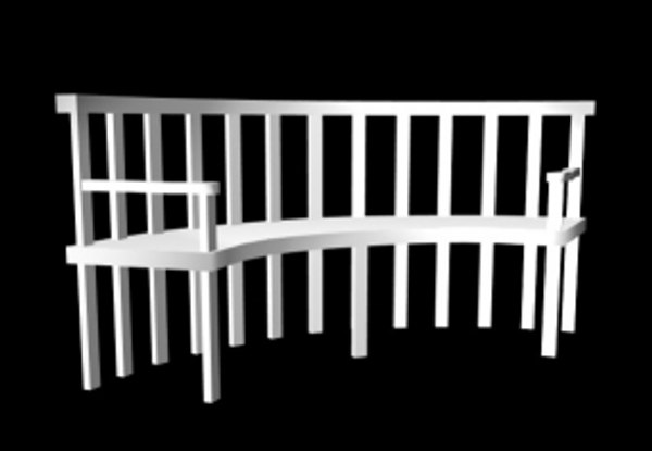 3d curved garden bench